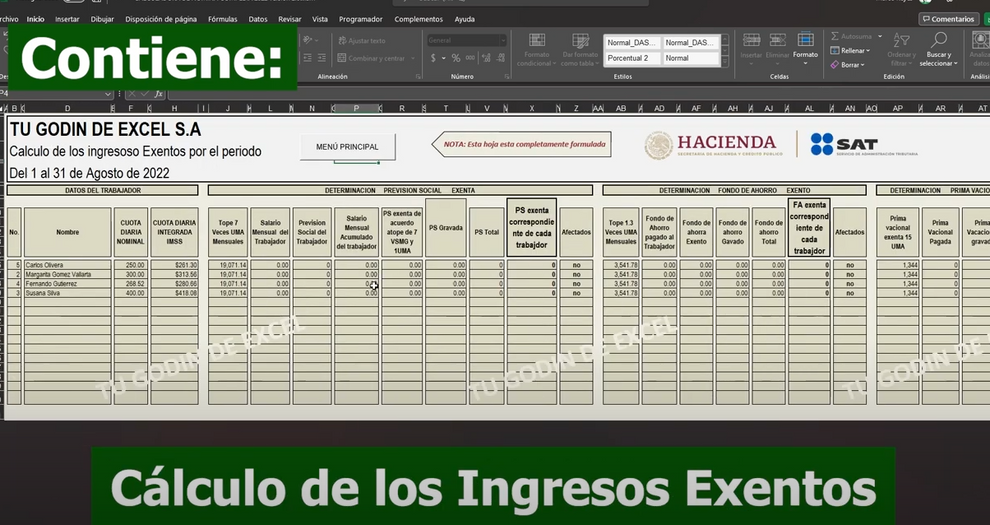 Calculadora de Nómina Completa 2024 en Excel – TU GODIN DE EXCEL